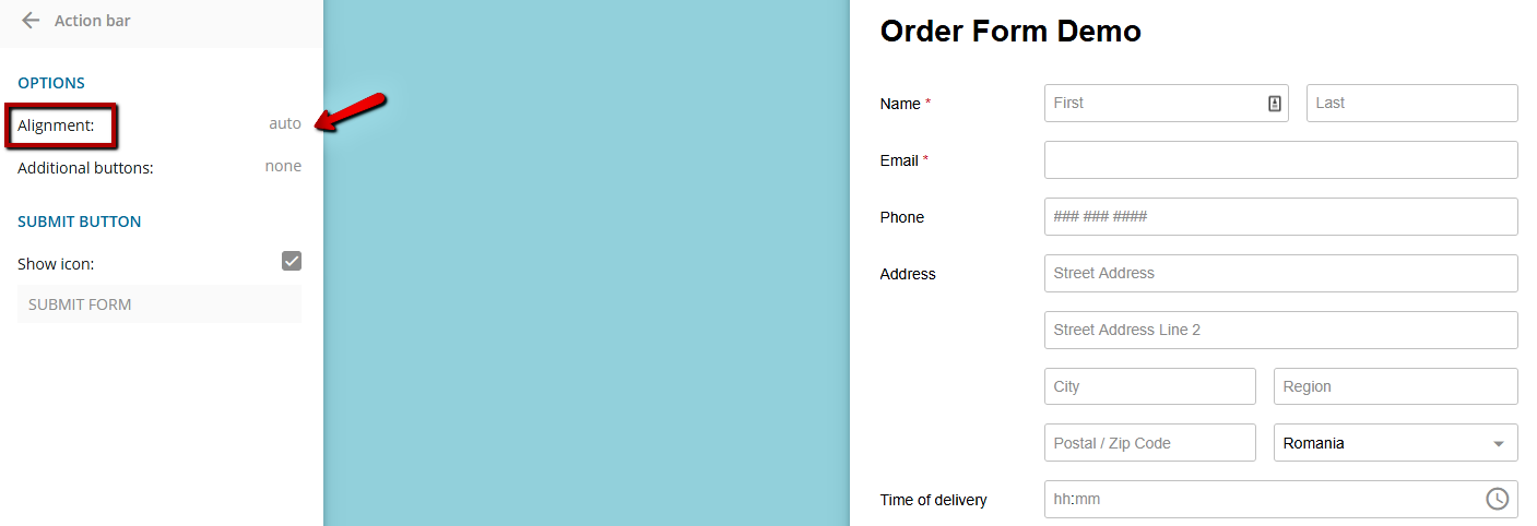 How to align submit button on web form? | 123FormBuilder Help