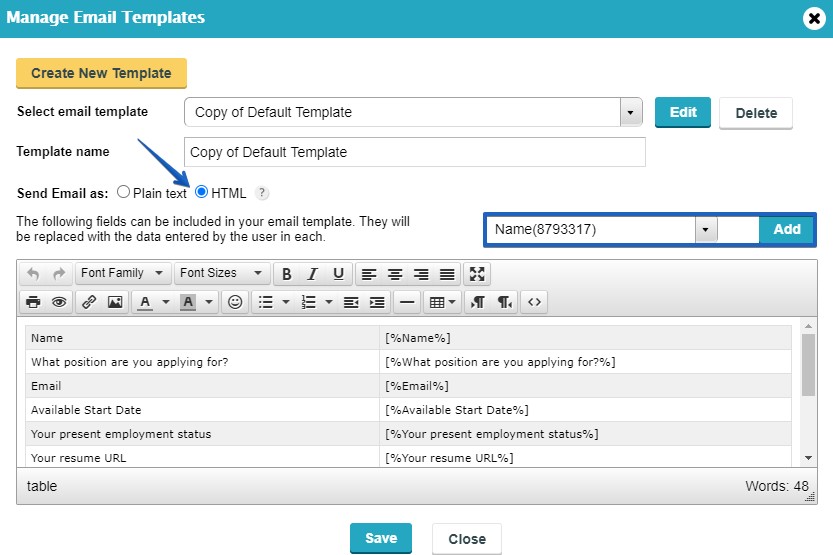 Custom Email Template CaptainForm