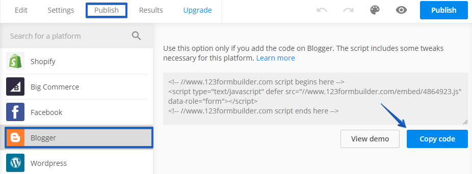 How to add contact form to Blogger page |123FormBuilder Help